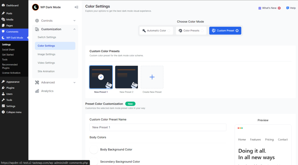 How To Build Your Custom Color Preset In Dark Mode Wppool