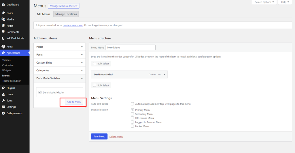 How To A Use Dark Mode Switch In Your Website Menu Wppool