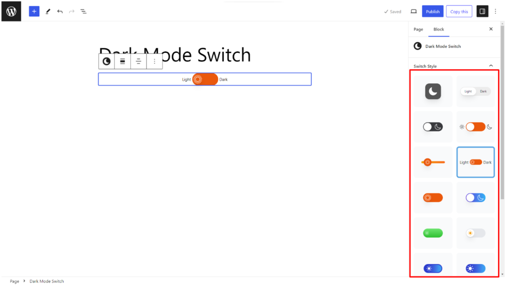 How to Display Dark Mode Switch Using Gutenberg Block – WPPOOL