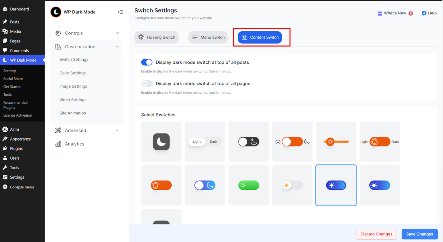How To Enable Content Switches Using Wp Dark Mode Wppool